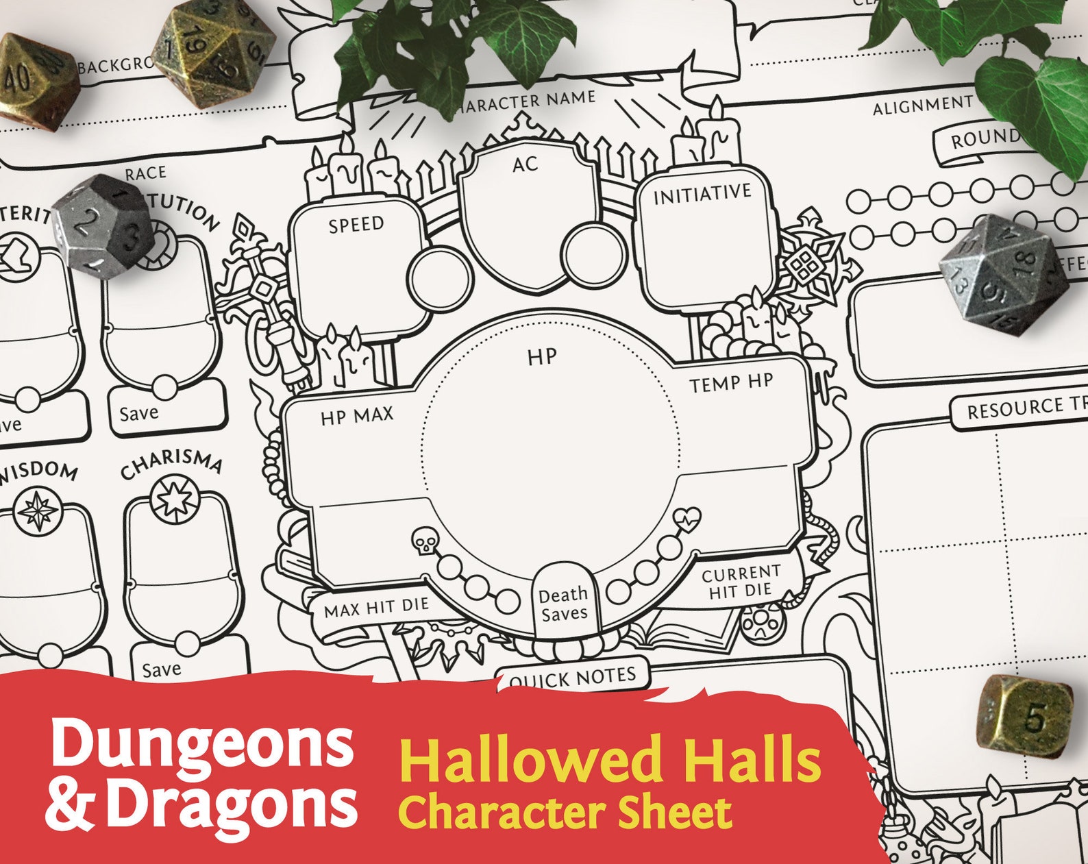 Dnd 5e Character Sheet: Hallowed Halls PDF for Dungeons and - Etsy Canada