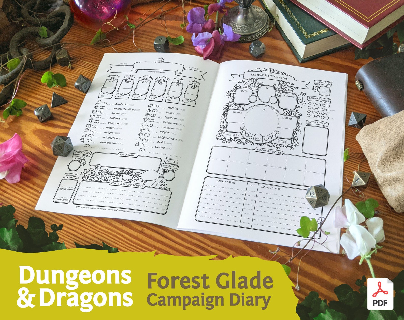 Dnd 5e Campaign Diary: Forest Glade Character Journal PDF for - Etsy