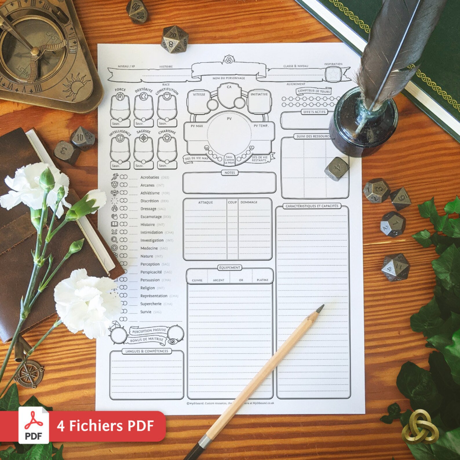 Dnd 5e French Character Sheet: Feuille De Personnage PDF Pour - Etsy UK