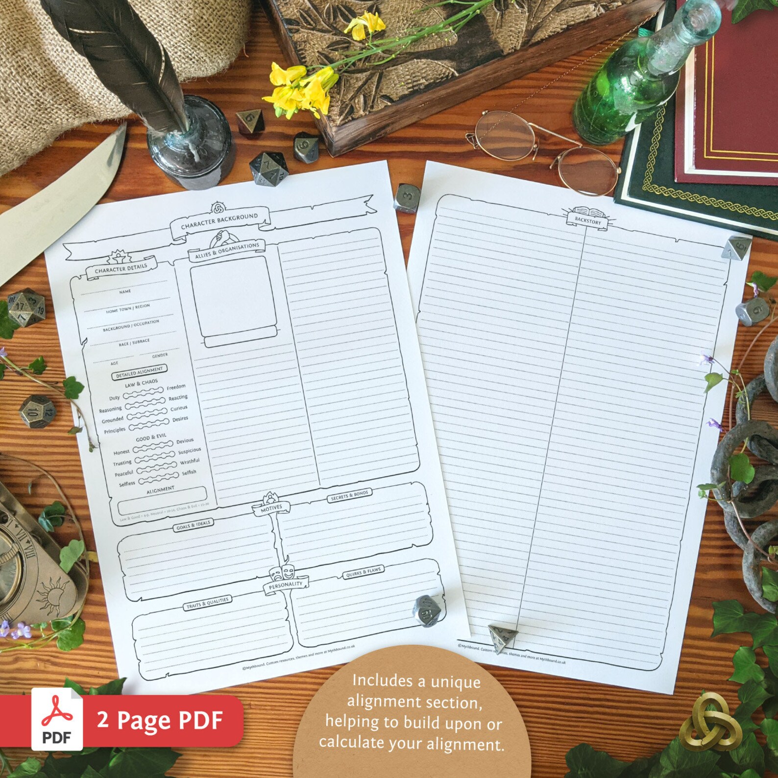 Dnd 5e Character Background: A4 Character Sheet PDF for - Etsy