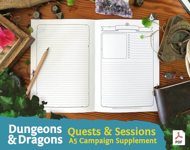 Dnd 5e Quest & Session Notes: A5 Booklet PDF for Dungeons and | Etsy