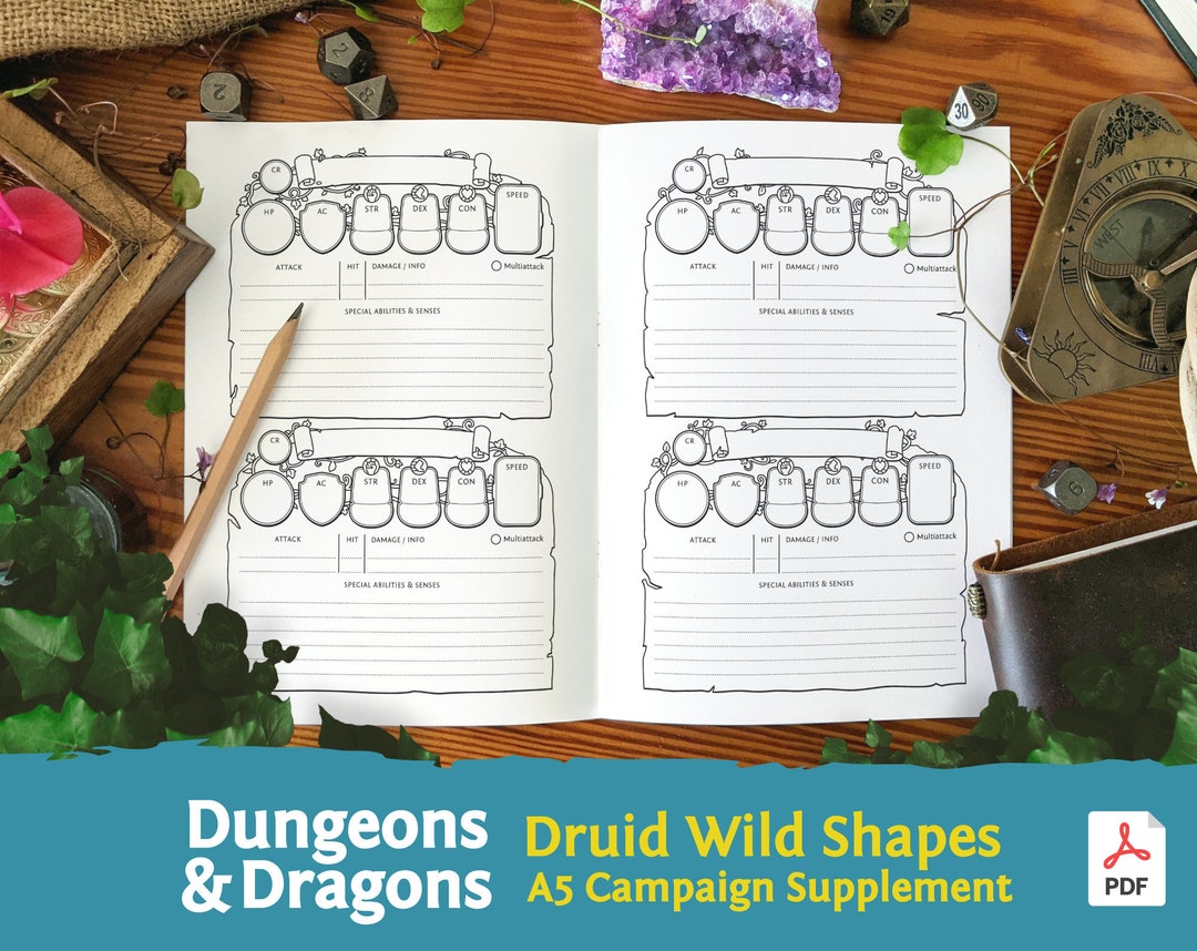 Dnd 5e Druid Wild Shapes: A5 Booklet PDF for Dungeons and - Etsy UK