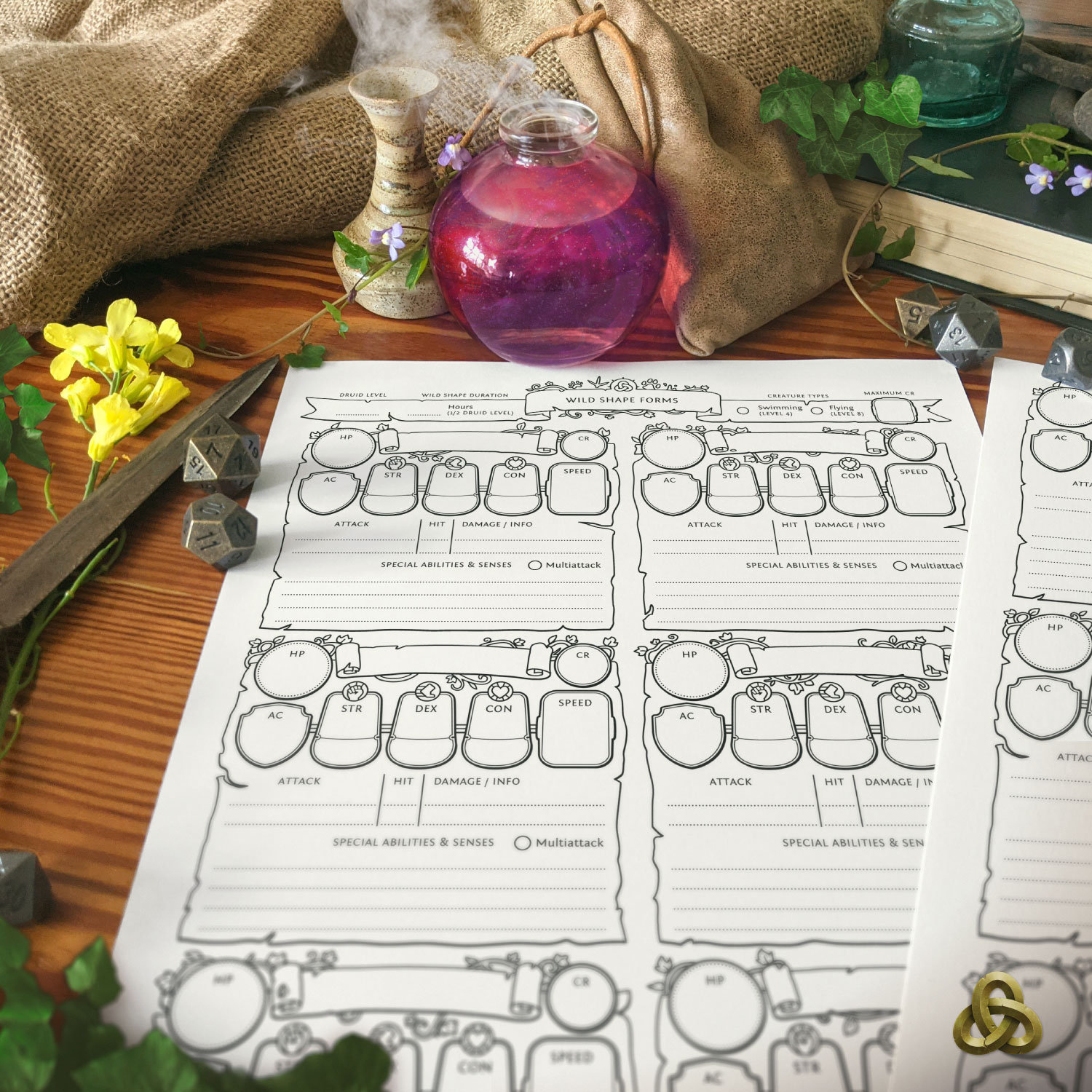 Dnd 5e Druid Wild Shapes: A4 Character Sheet PDF Compatible With Fifth ...