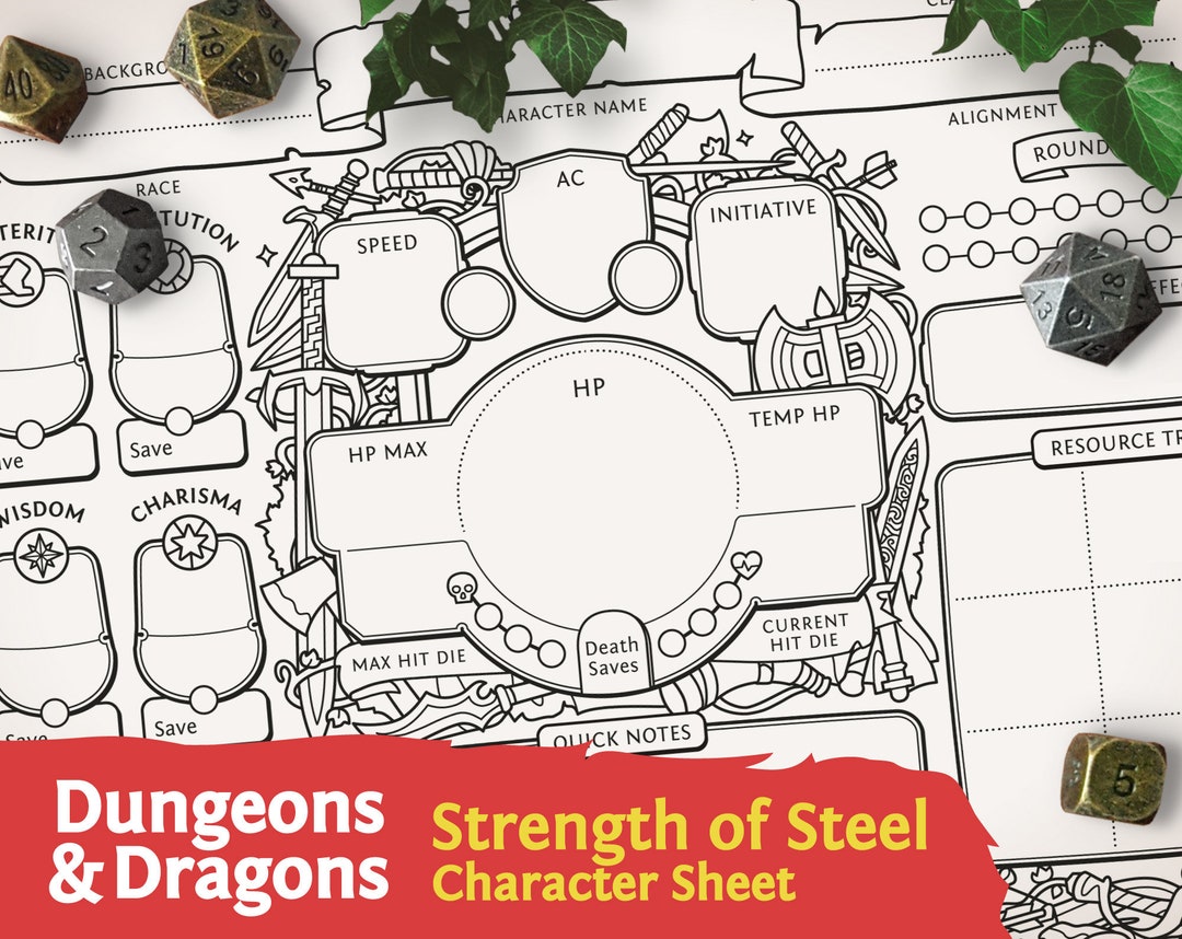 Dnd 5e Character Sheet: Strength of Steel PDF for Dungeons and - Etsy UK