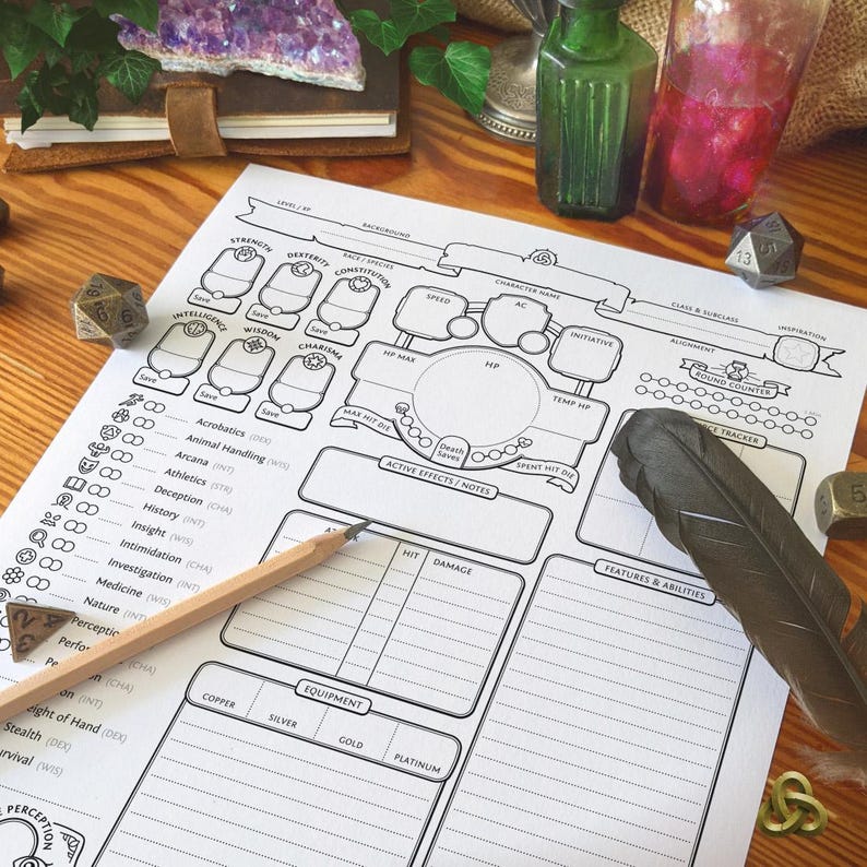Dnd 5e Character Sheet: PDF Compatible With Fifth Edition Dungeons and ...