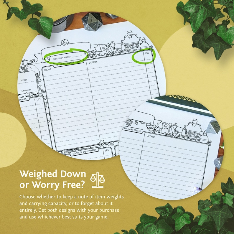 Dnd A4 Inventory / Bag of Holding: Character Sheet PDF Compatible With ...