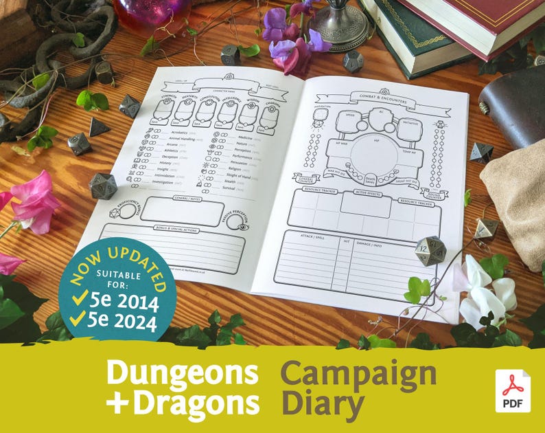 Dnd 5e Campaign Diary: Character Journal PDF Compatible With Fifth ...