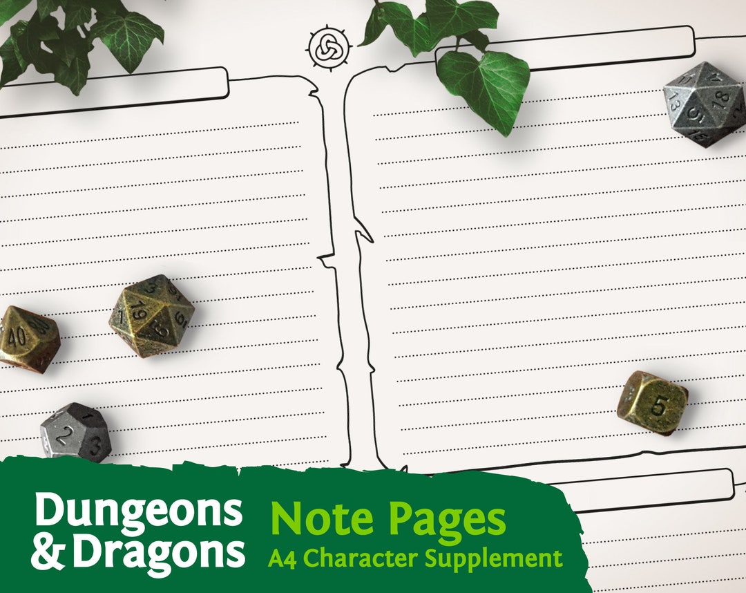 Dnd A4 Note Pages: Character Sheet PDF for Dungeons and - Etsy UK