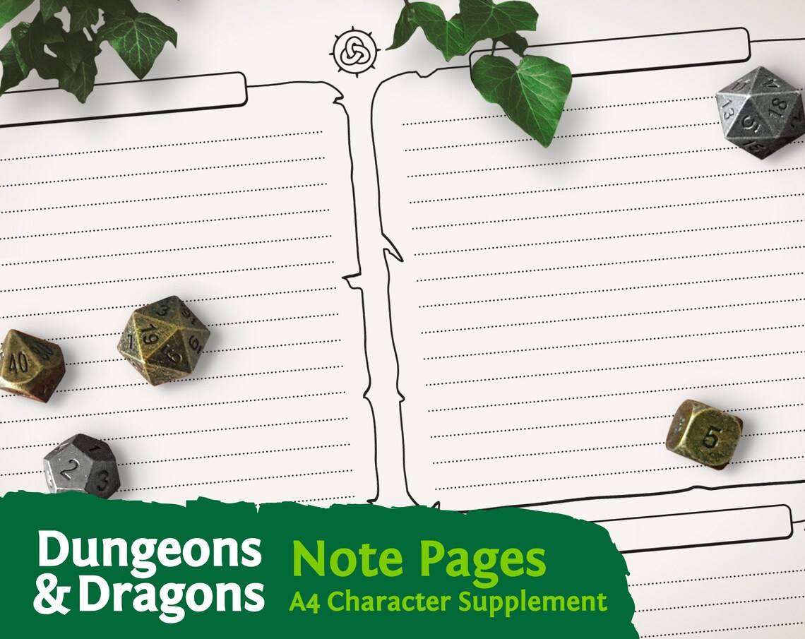 Dnd A4 Note Pages: Character Sheet PDF for Dungeons and | Etsy UK