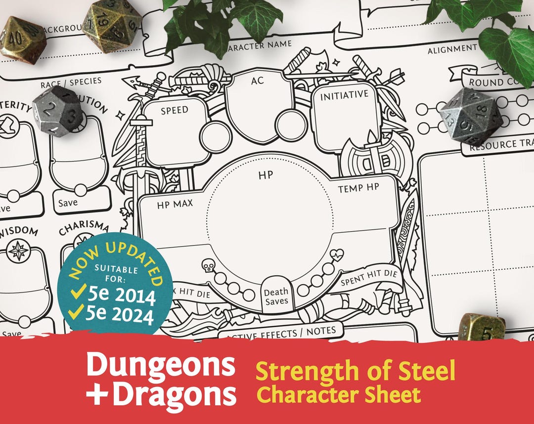 Dnd 5e Character Sheet: Strength of Steel PDF Compatible With Fifth ...