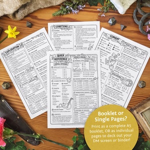 Dnd 5e Dm's Cheat Sheet : DM Quick Reference Guide PDF Compatible With ...