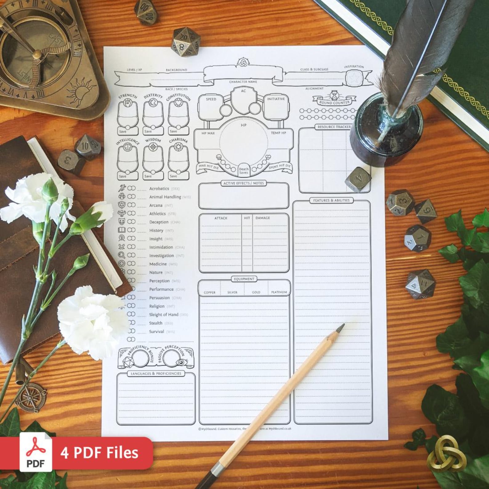 Scheda del personaggio di DnD 5e: PDF compatibile con la quinta ...