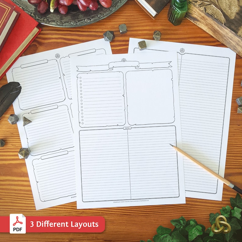 Dnd A4 Note Pages: Character Sheet PDF for Dungeons and - Etsy Canada