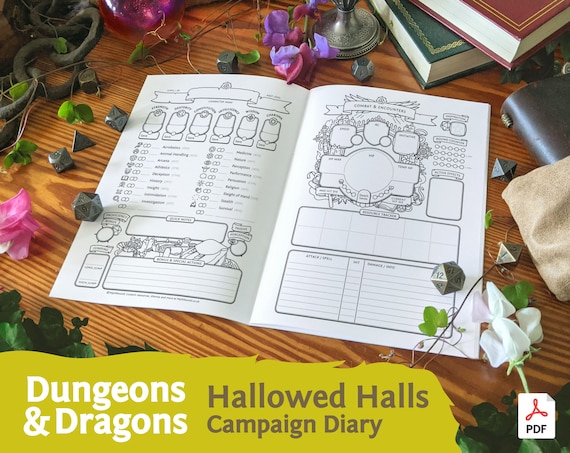 Dnd 5e Campaign Diary: Hallowed Halls Character Journal PDF | Etsy