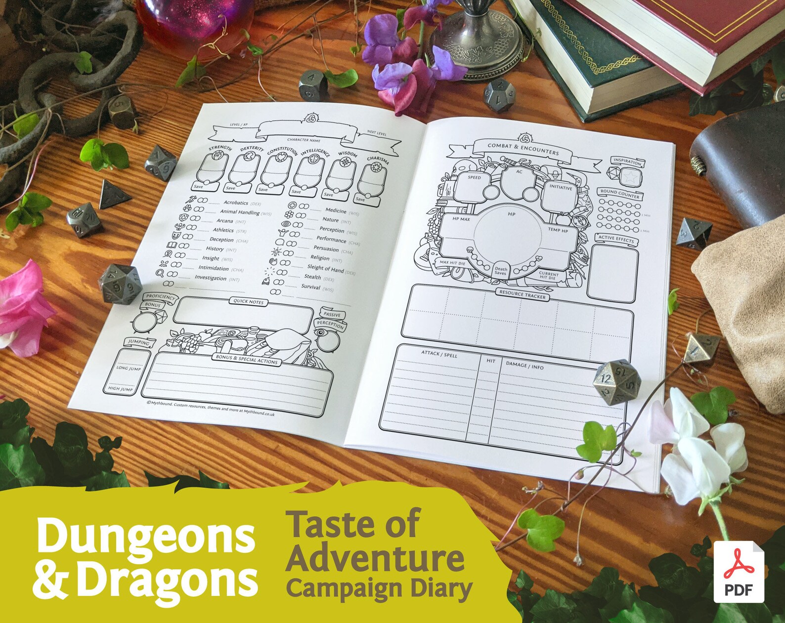 Dnd 5e Campaign Diary: Taste of Adventure Character Journal - Etsy