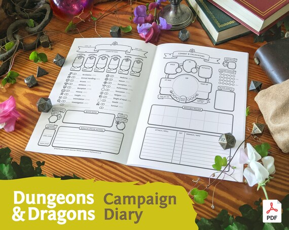 Dnd 5e Campaign Diary: Character Journal PDF for Dungeons and - Etsy