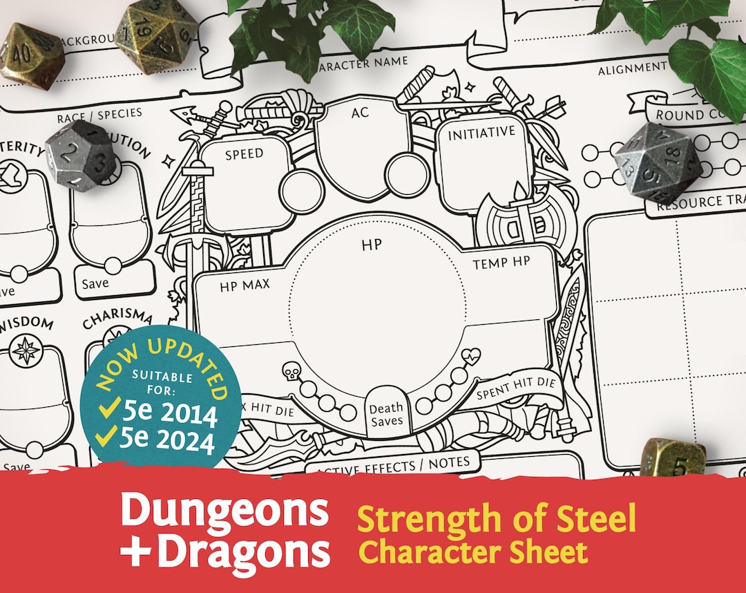 Dnd 5e Character Sheet: Strength of Steel PDF Compatible With Fifth ...