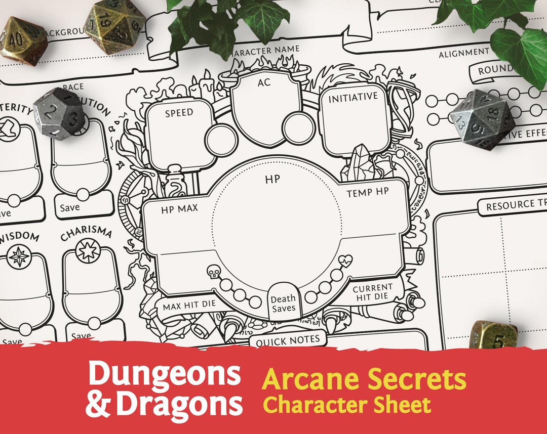 Dnd 5e Character Sheet: Arcane Secrets PDF Compatible With Fifth ...