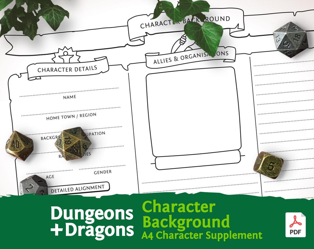 Dnd 5e Character Background: A4 Character Sheet PDF Compatible With ...