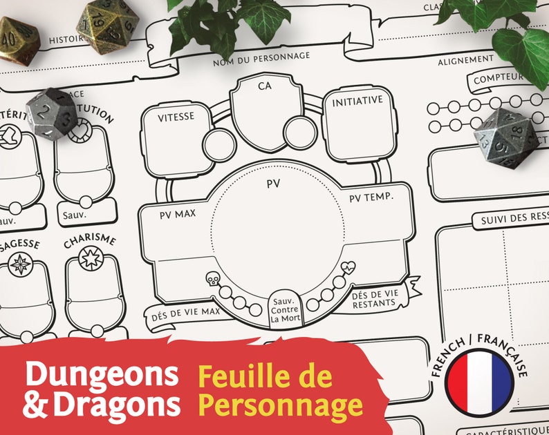 Dnd 5e French Character Sheet: Feuille De Personnage PDF Pour - Etsy ...