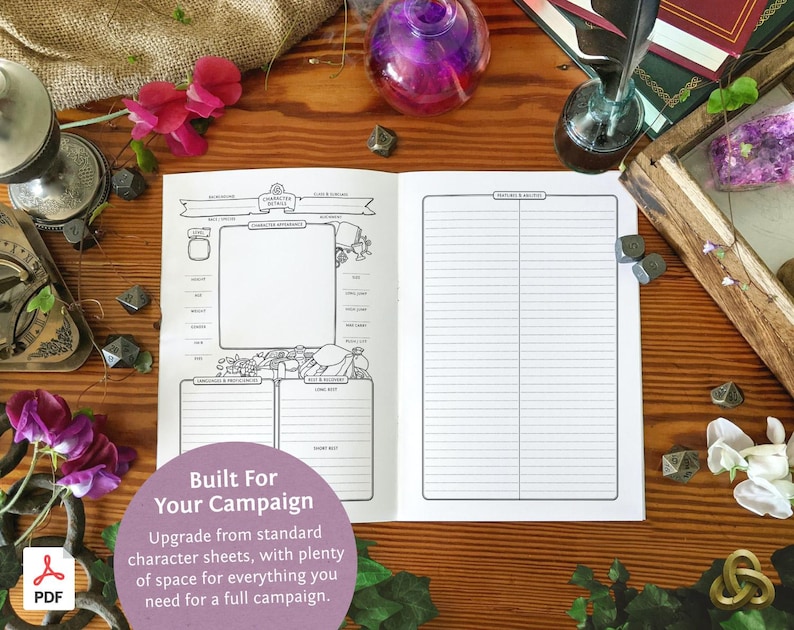 Dnd 5e Campaign Diary: Taste of Adventure Character Journal PDF ...