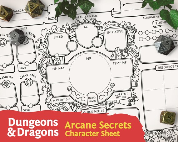 Dnd 5e Character Sheet: Arcane Secrets PDF for Dungeons and | Etsy Canada