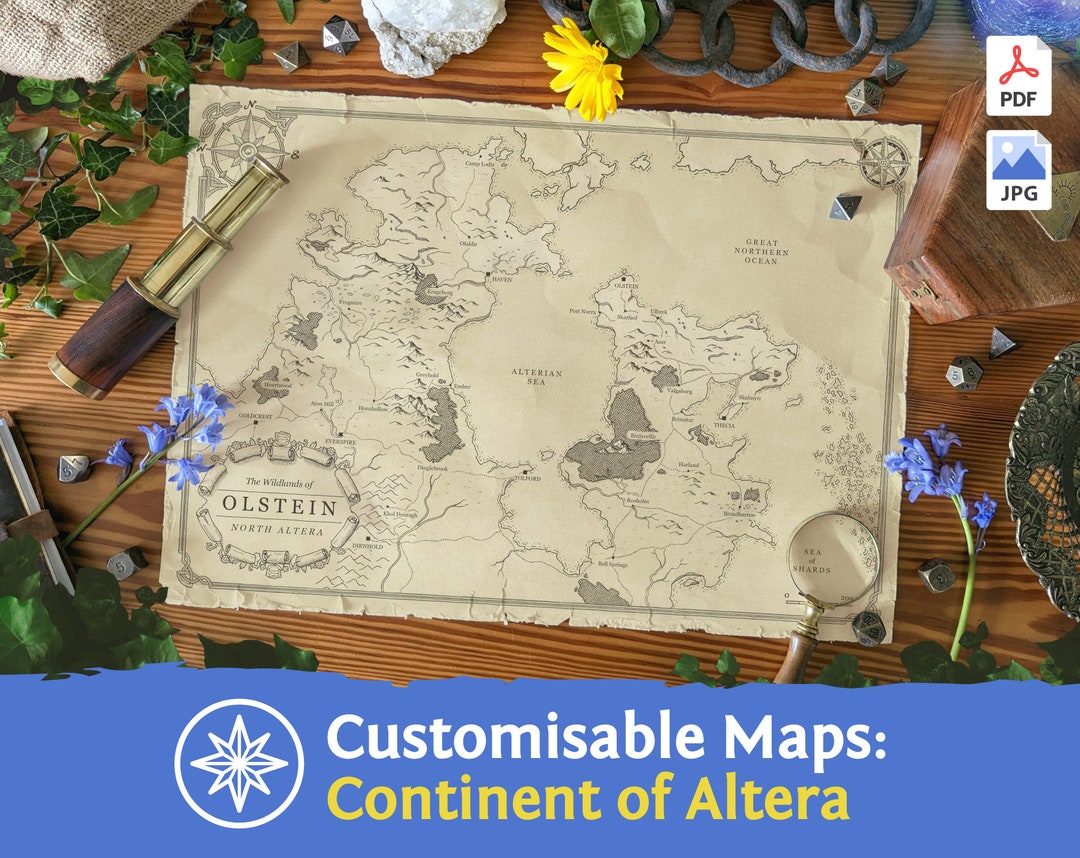 Customisable Fantasy Map Digital Download : Continent of Altera PDF for ...