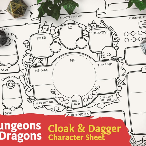 Dnd Character Sheet Rogue A5 - Etsy