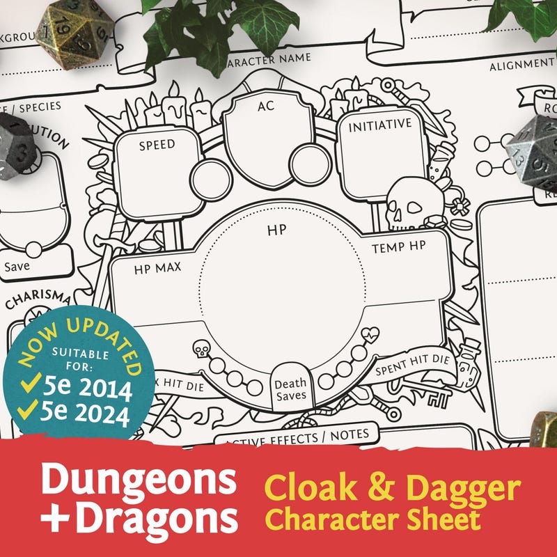 Rogue Character Sheet Pdf - Etsy UK