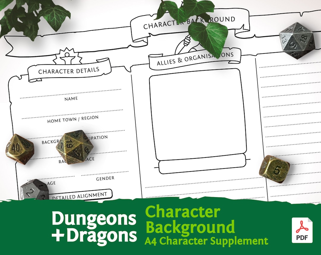 Dnd 5e Character Background: A4 Character Sheet PDF Compatible With ...