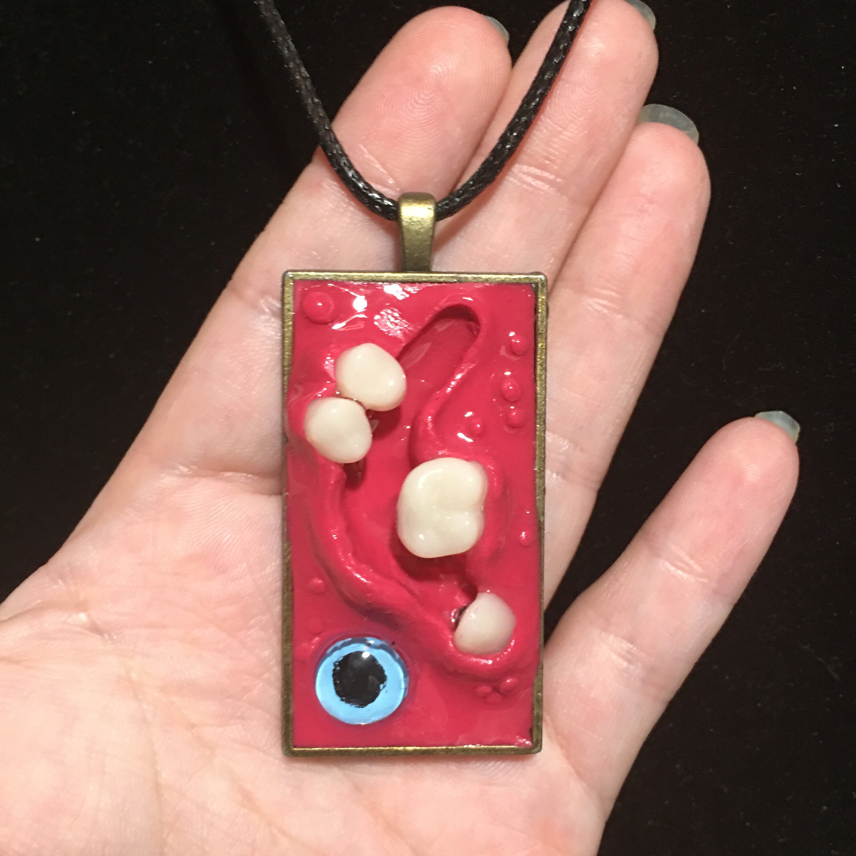 Gross Mouth With Teeth and Eyeball Body Horror Jewelry Pendant - Etsy