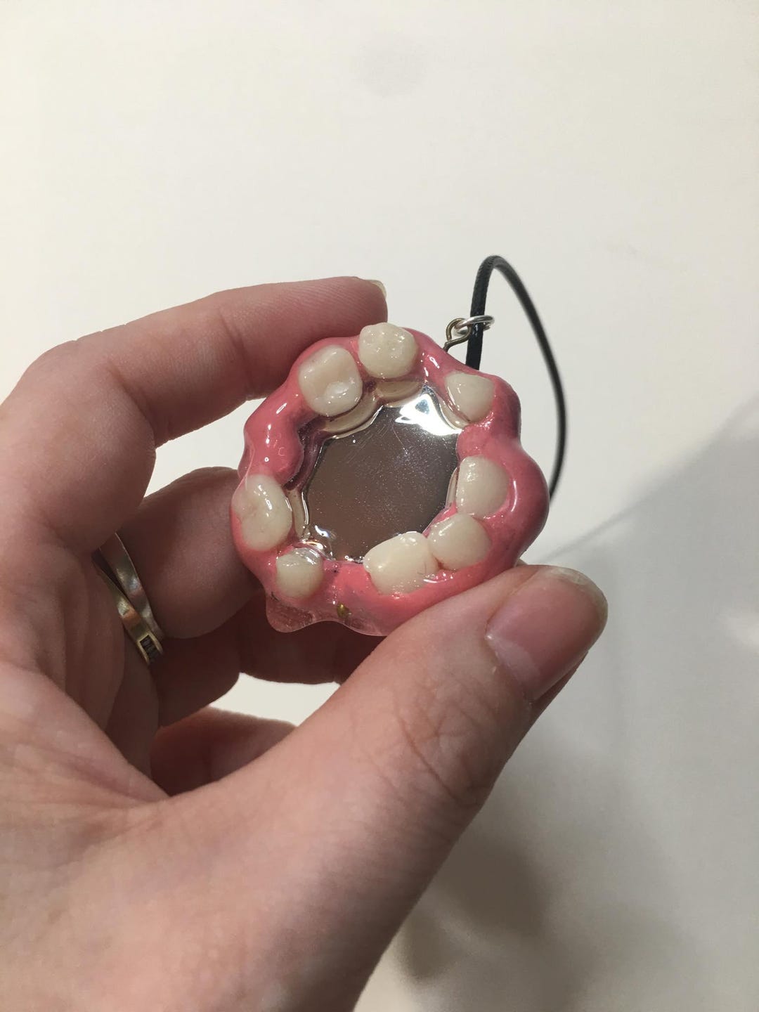 Gross Realistic Human Teeth Mirror Pendant Necklace - Etsy