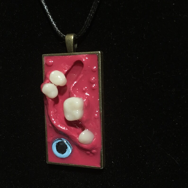 Gross Mouth With Teeth and Eyeball Body Horror Jewelry Pendant - Etsy