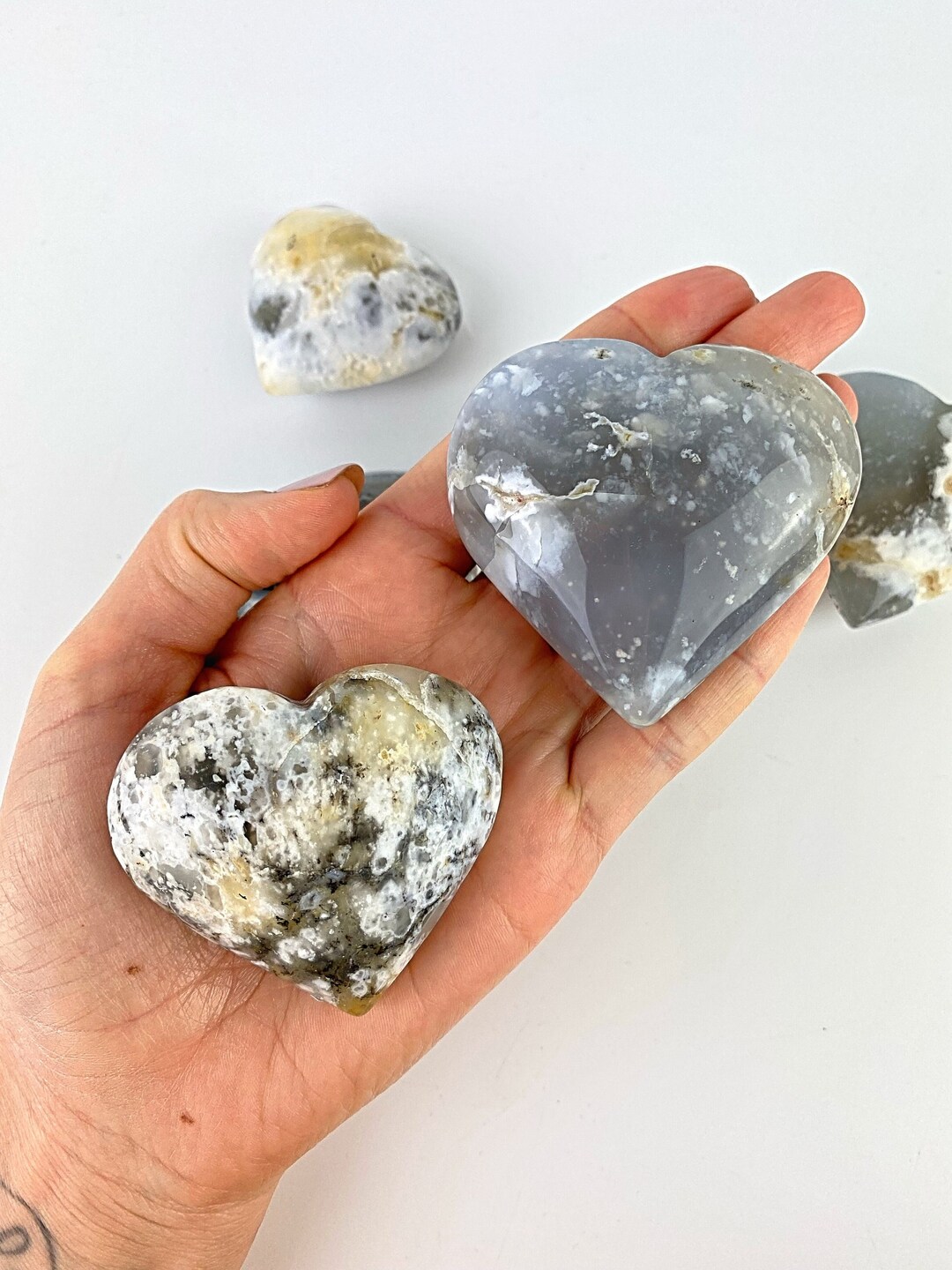 Dendritic Agate Hearts From Brazil/beautiful Unique Dendritic Hearts ...