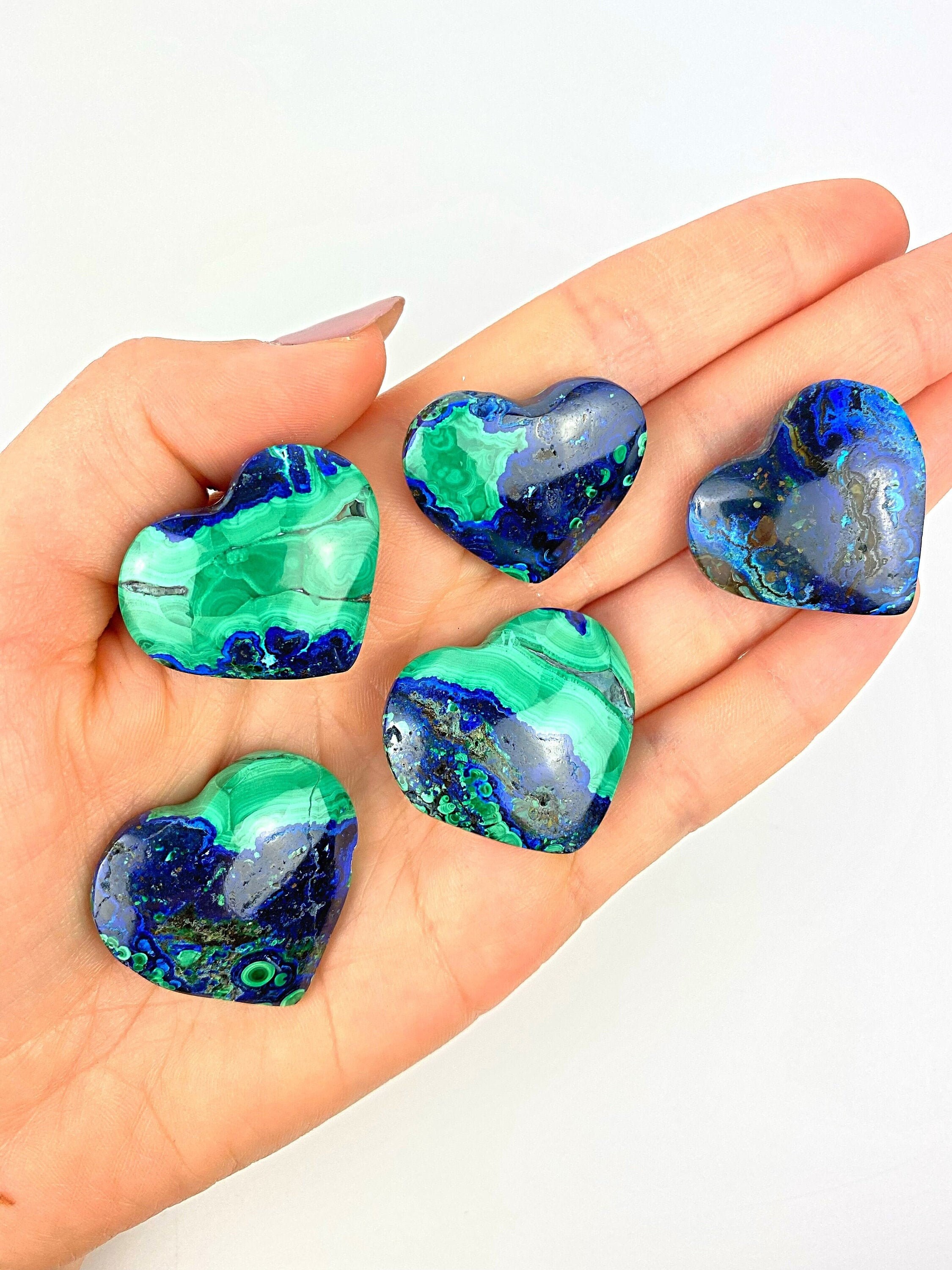 Peruvian azurite malachite hearts/Rare azurite malachite /High | Etsy