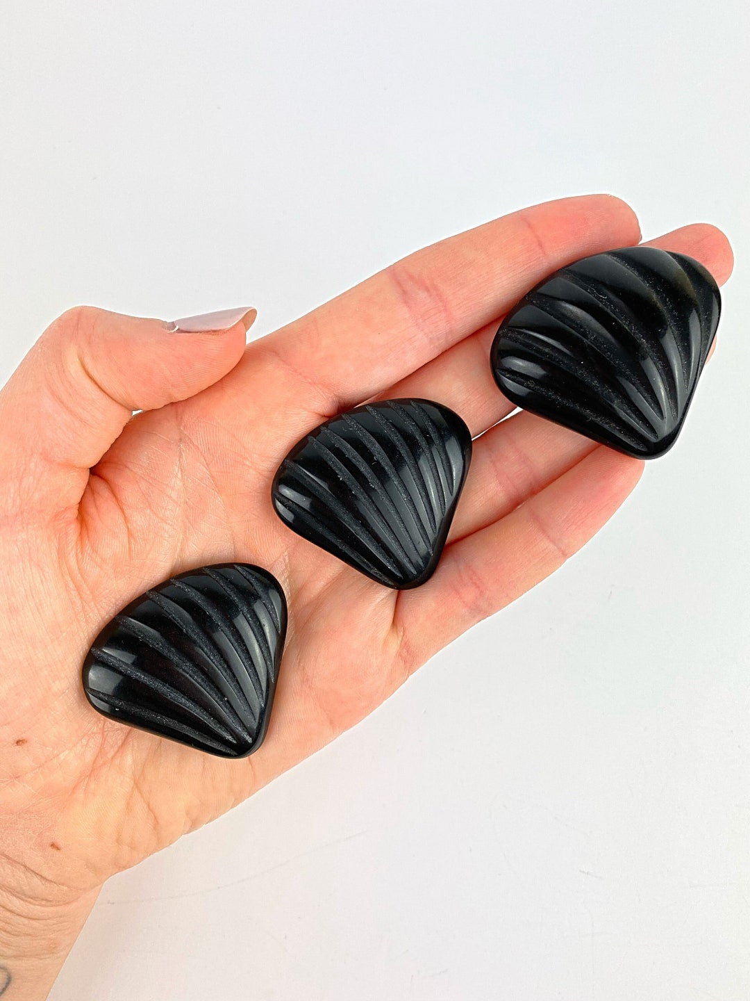 Black Obsidian Shells From Brazil/black Obsidian Crystal Gift/black ...