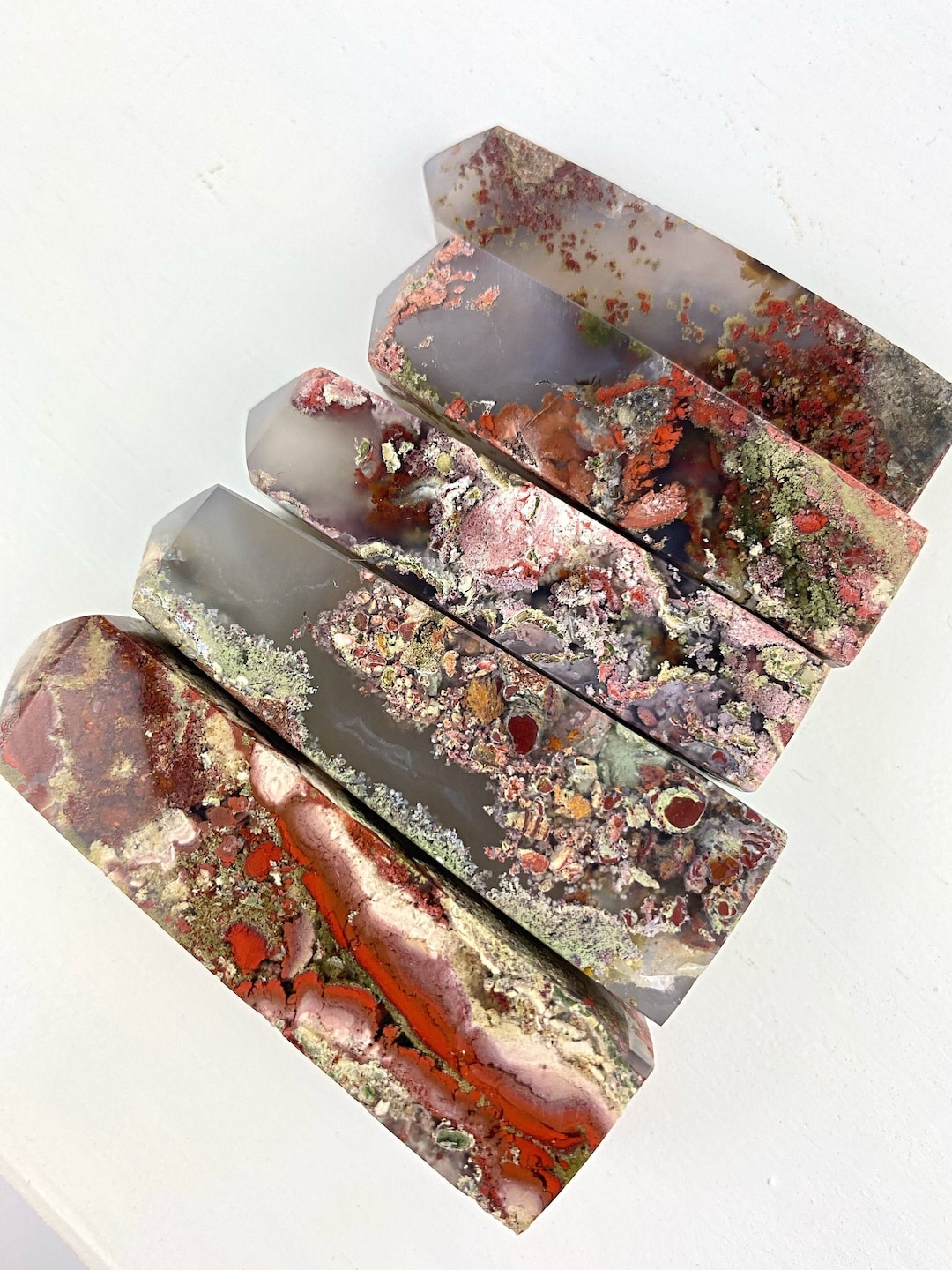 Rare Red Moss Agate Mini Towers/indonesian Moss Agate Towers/high ...