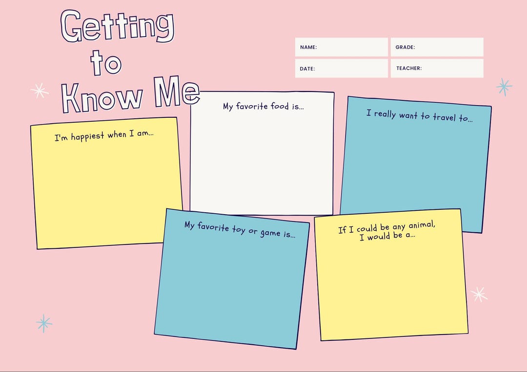 Getting to Know Me - Activity - Etsy