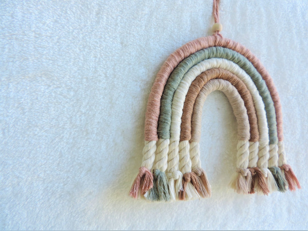 Soft Color Medium Rainbow Macrame Wall Hanging, Fiber Wall Hanging ...
