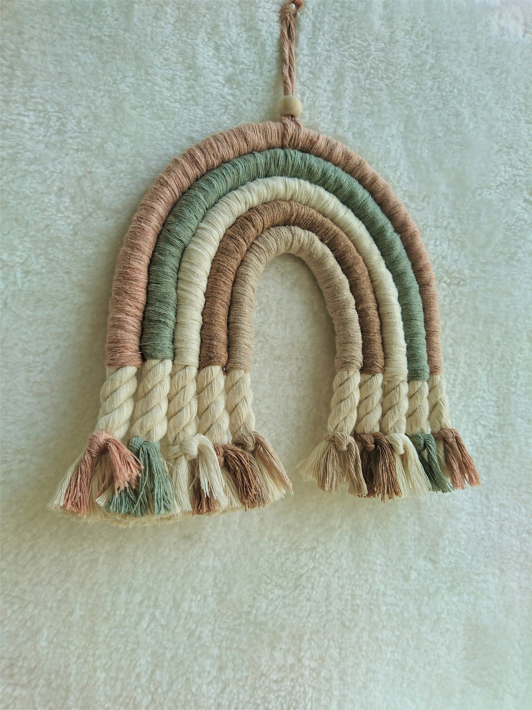Soft Color Medium Rainbow Macrame Wall Hanging, Fiber Wall Hanging ...