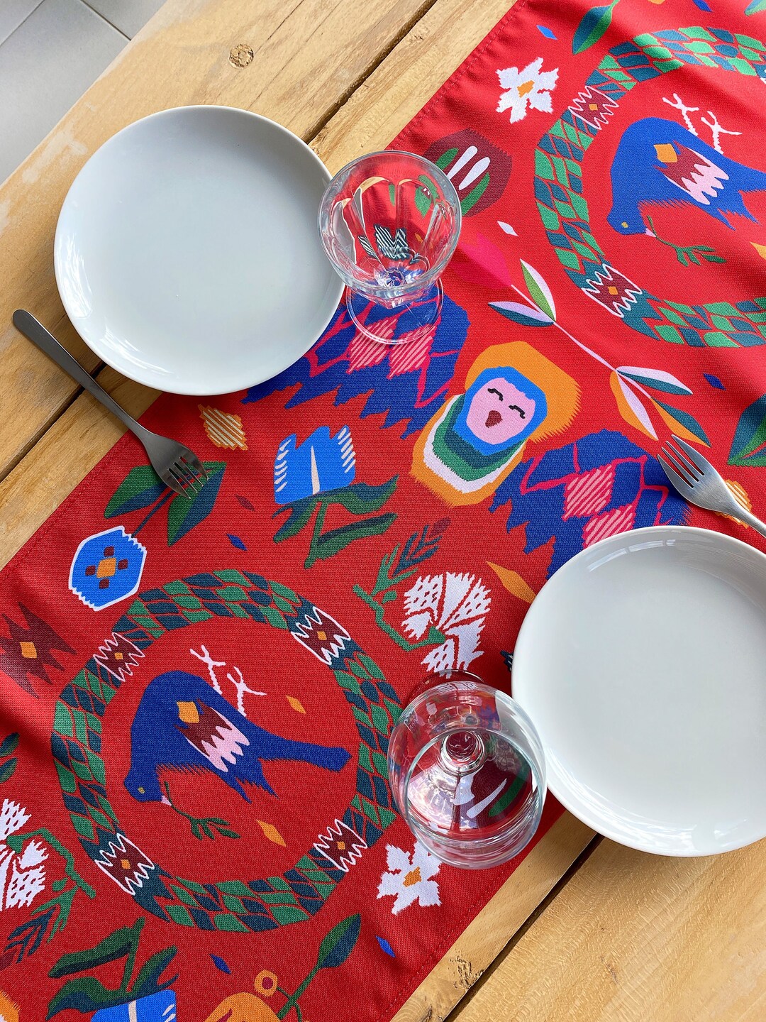 Summer Table Runner Unique Table Cloth Table Centerpiece Placemats Blue ...