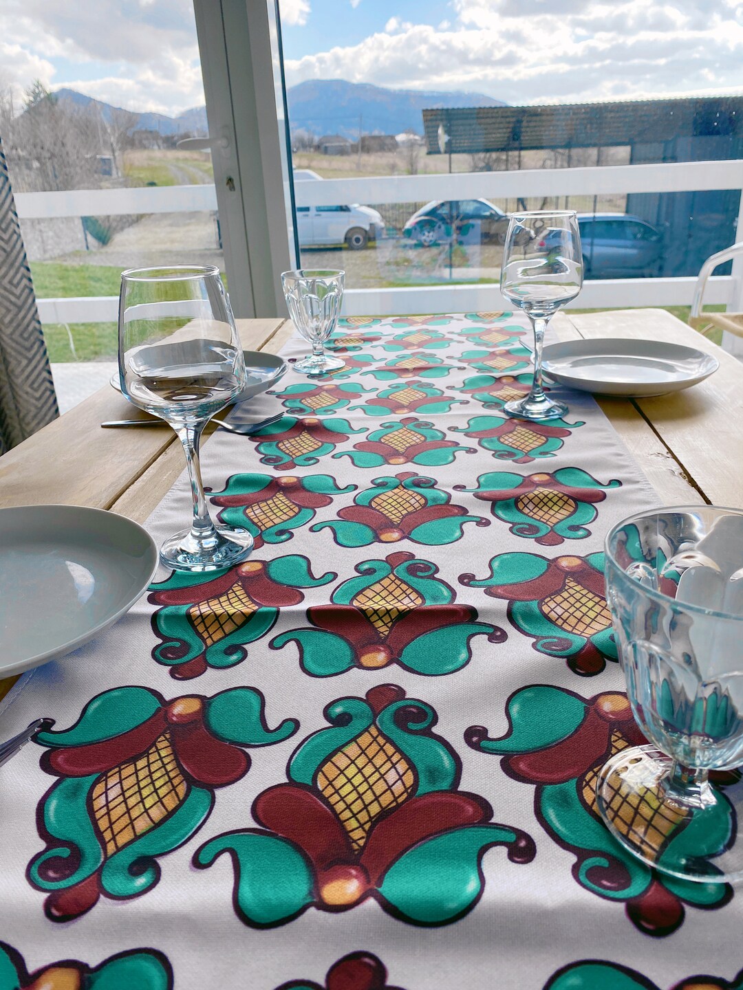 Summer Table Runner Ukrainian Folk Flowers Table Cloth Authentic Table ...