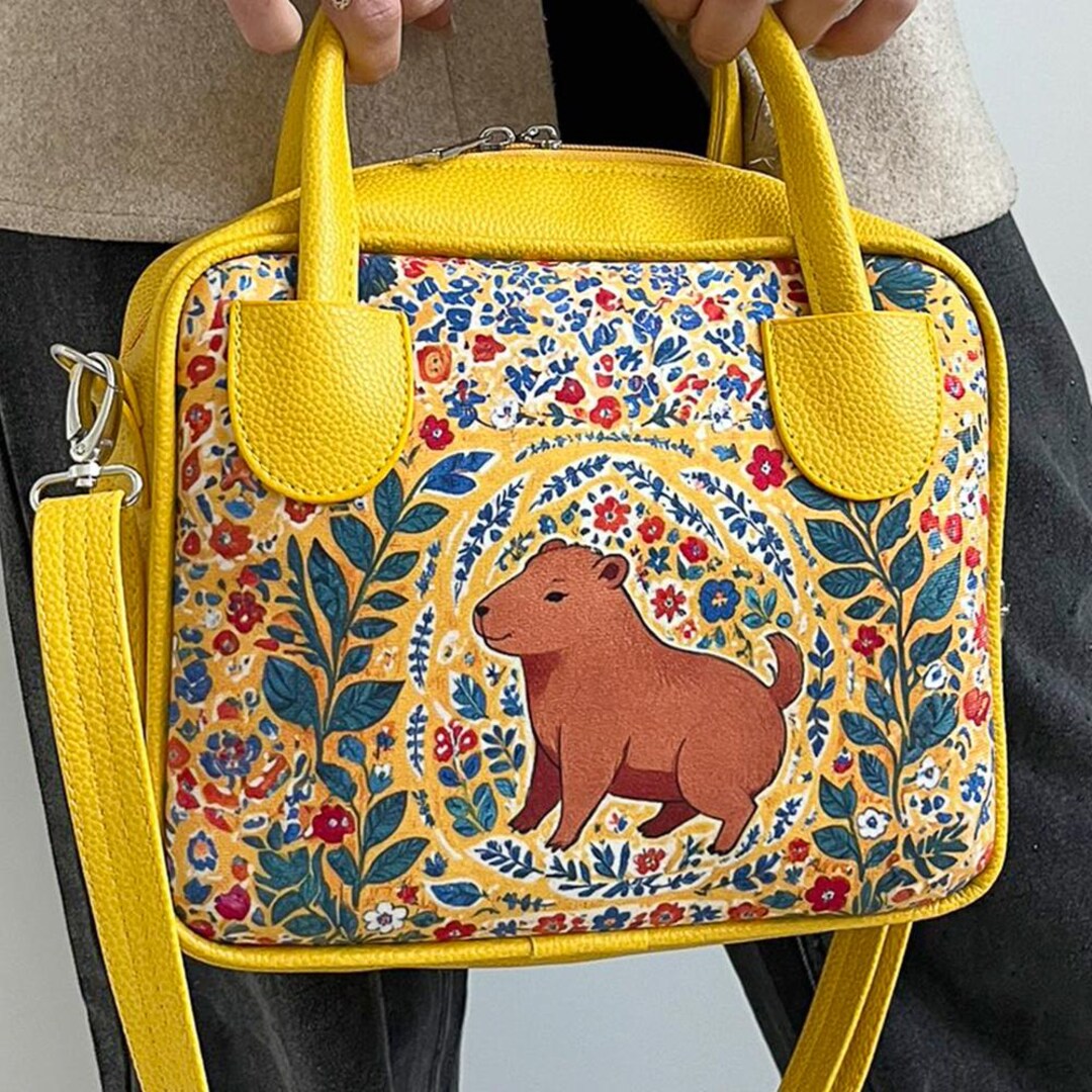 Capybara Print Box Bag: Eco Leather Shoulder Bag - Etsy