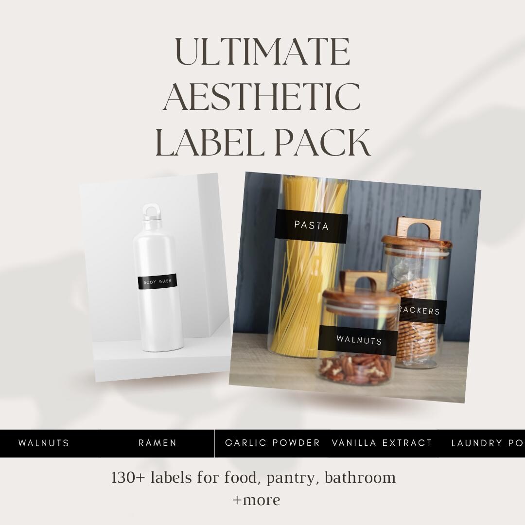130+ Aesthetic Pantry Labels PNG Pack + FREE Custom Labels – Printable ...