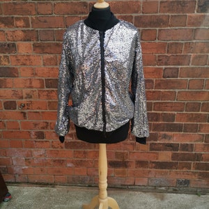 Silver Sequin Jacket With Sequin Hamza Hand Festival Clothing UK Outfit - Etsy