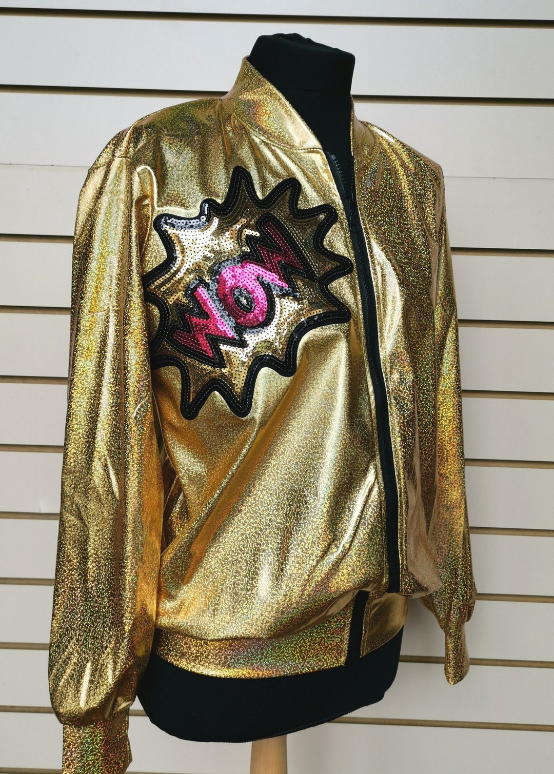 Gold Holographic Jacket With Sequin Covered 'wow' Motiv Ideal for ...