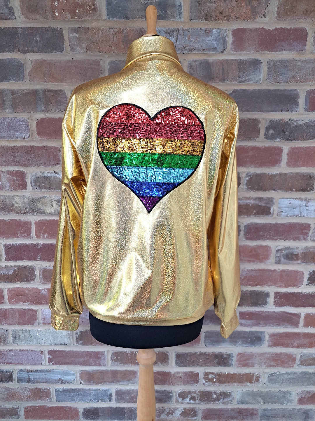 Gold Holographic Jacket With Sequin Covered Heart LGBTQ Motiv Ideal for ...
