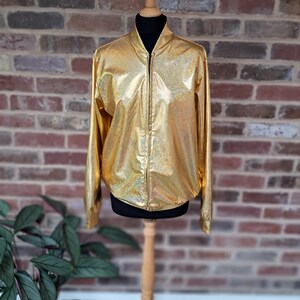 Gold Shiny Holographic Jacket With Sequin Covered Multi Coloured Star ...