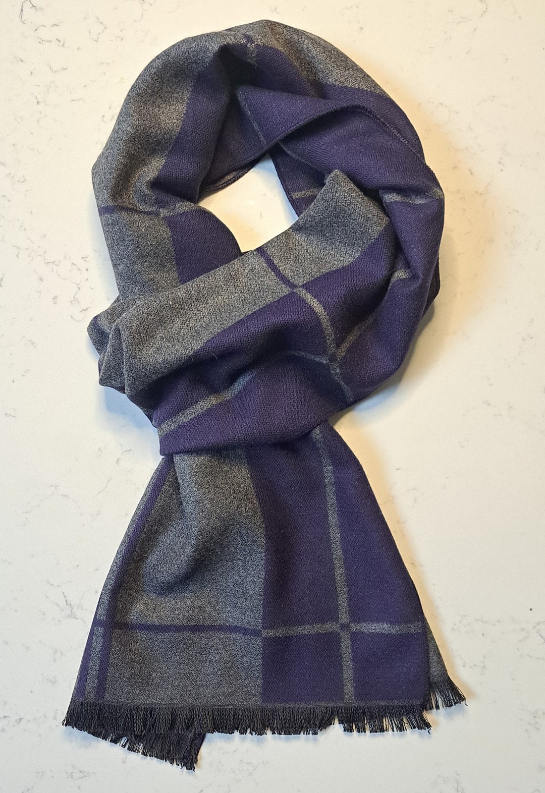Mens Check 2 Tone Smart Scarf Gift Boxed Christmas Gift for - Etsy UK