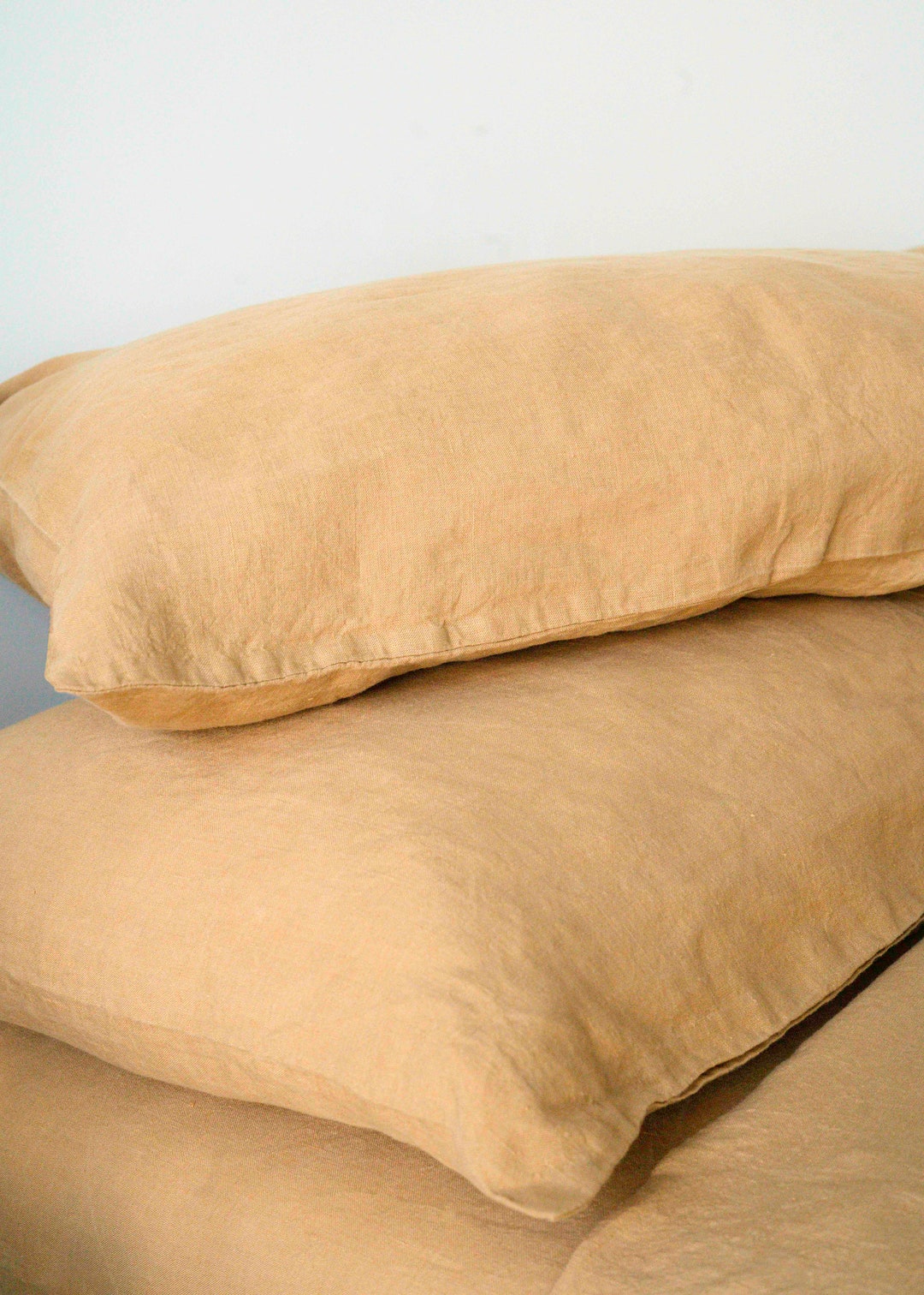 100% Linen Pillowcases in Light Brown / Set of 2 King Size Organic ...